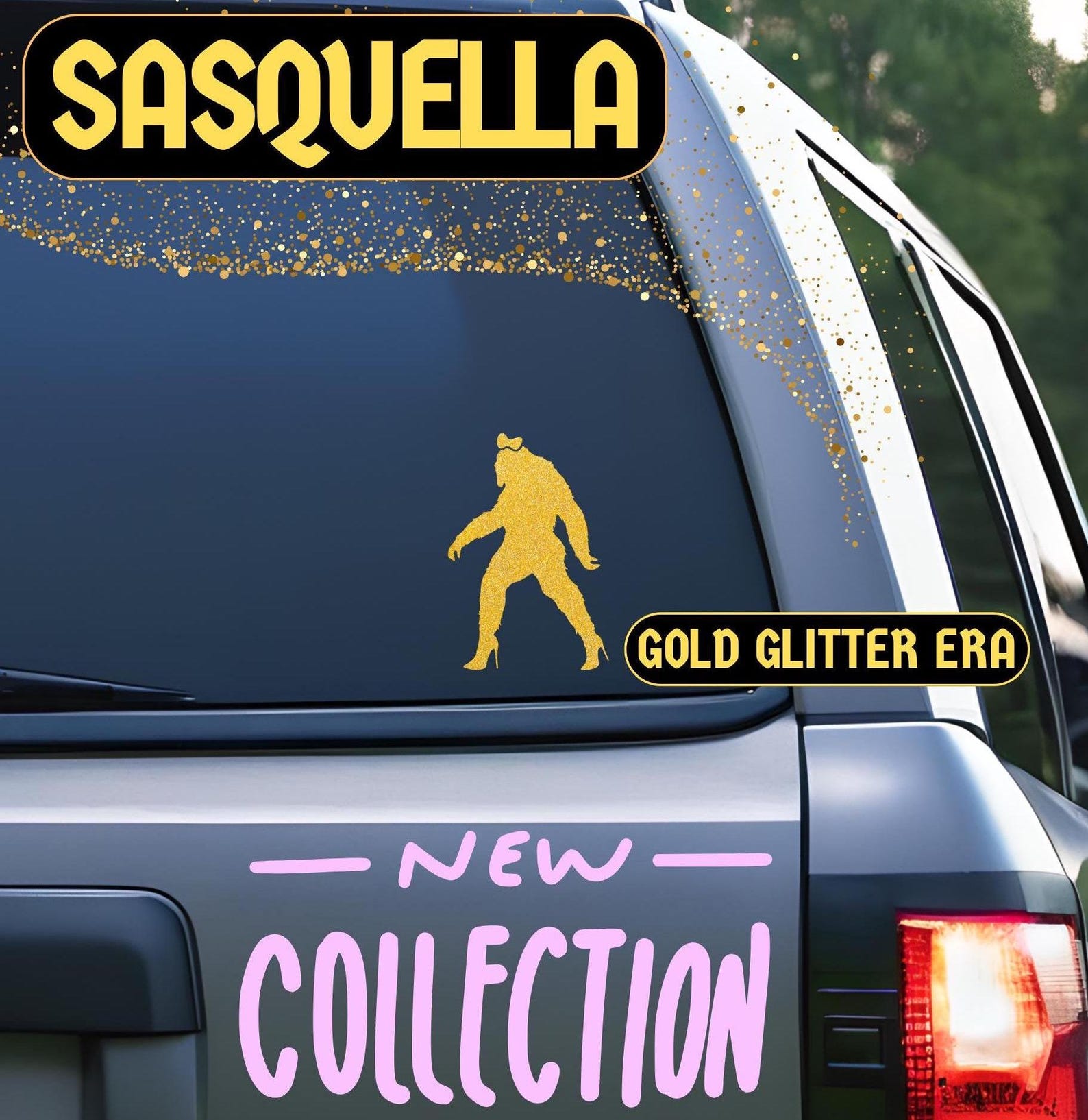 Sasquatch Car Decal Feminine Bigfoot Decal Camping Accessory Glitter ...