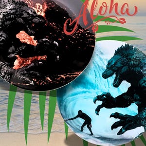Godzilla Dinner Plate Hawaii Volcano Monster Movie Night Sci-fi Home ...