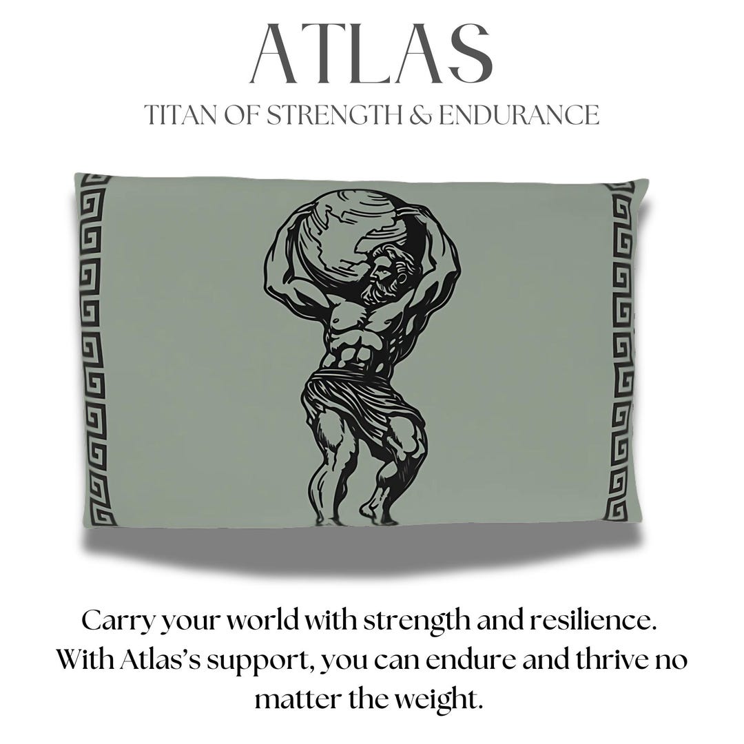 Greek Mythology Sage Green Pillow Atlas Pillowcase Mythology Bedroom ...