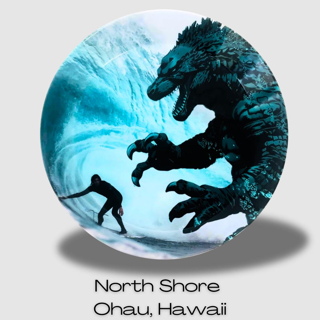 Monster Movie Decor Surf Plate Unique Wall Art Durable Plastic Godzilla ...