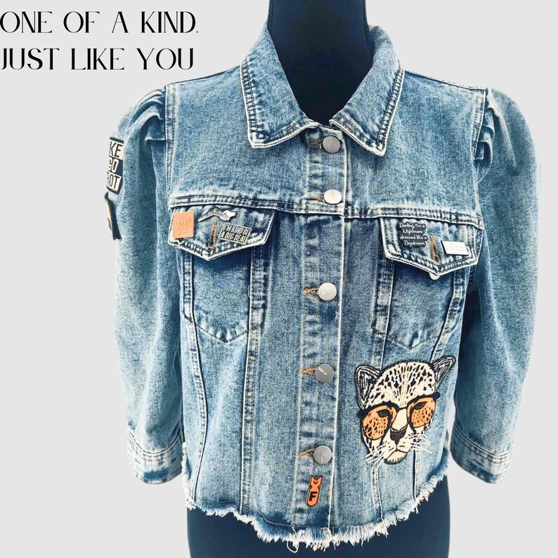 Patched Jean Jacket Concert Fashion Interchangeable Patch Custom Pin Bohemian Style Women ...