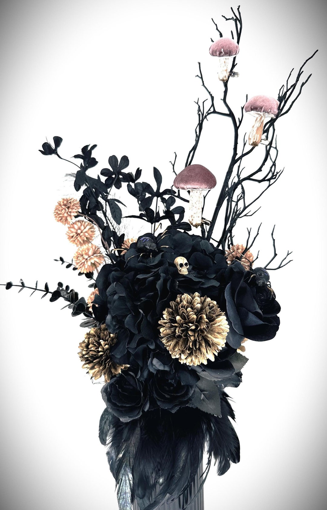 Gothic Floral Arrangement, Dark Enchantment With Velvet Mushrooms ...