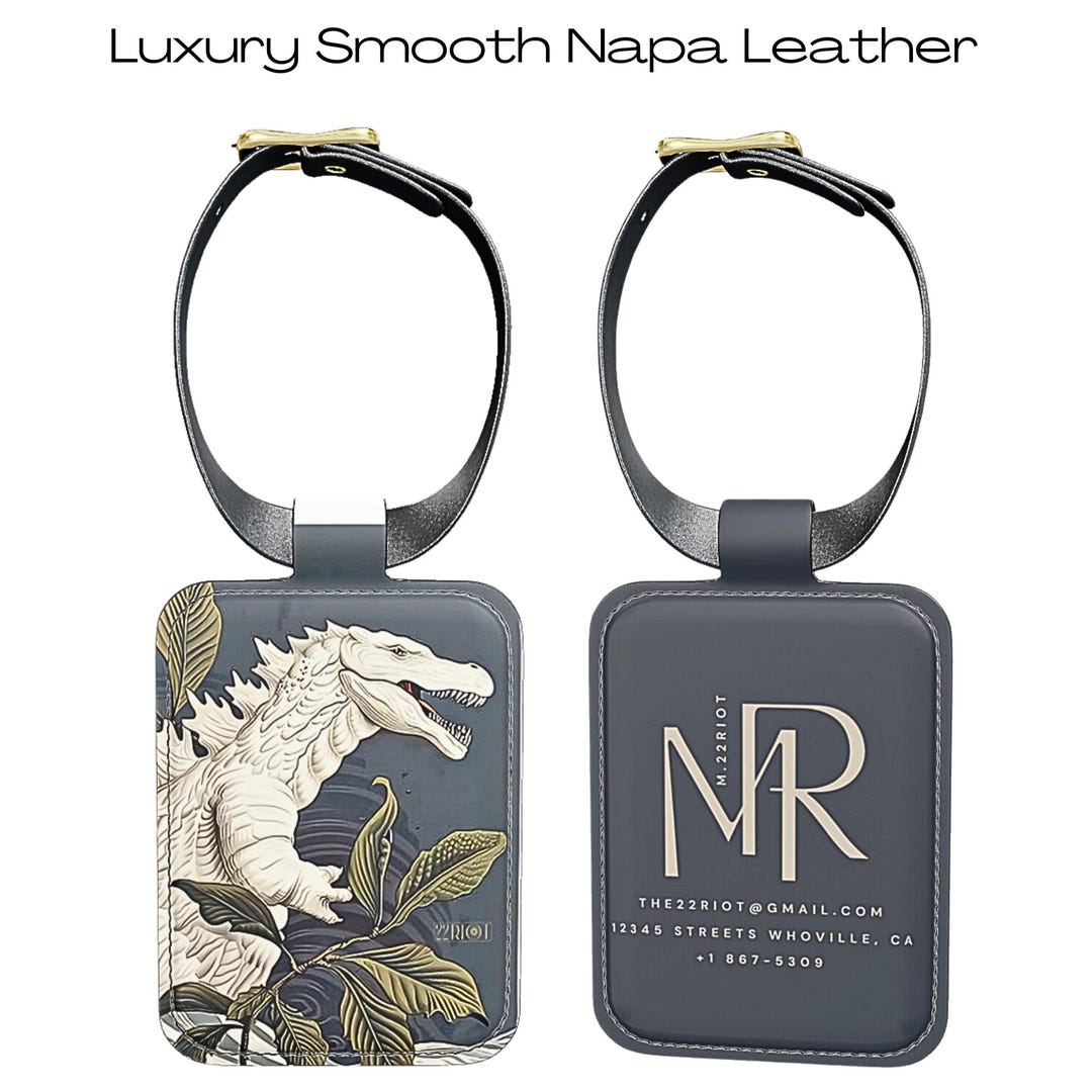 Personalized Godzilla Leather Luggage Tag Personalized Gift for ...