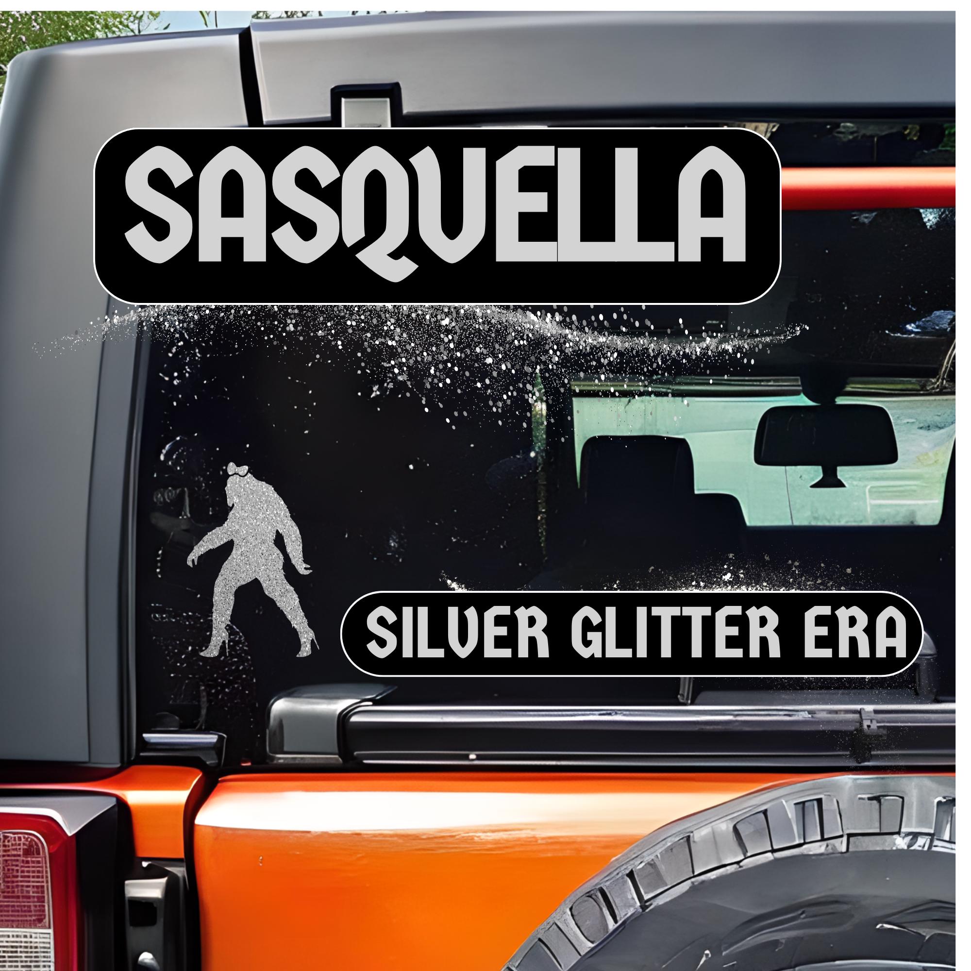 Sasquatch Car Decal Feminine Bigfoot Decal Camping Accessory Glitter ...