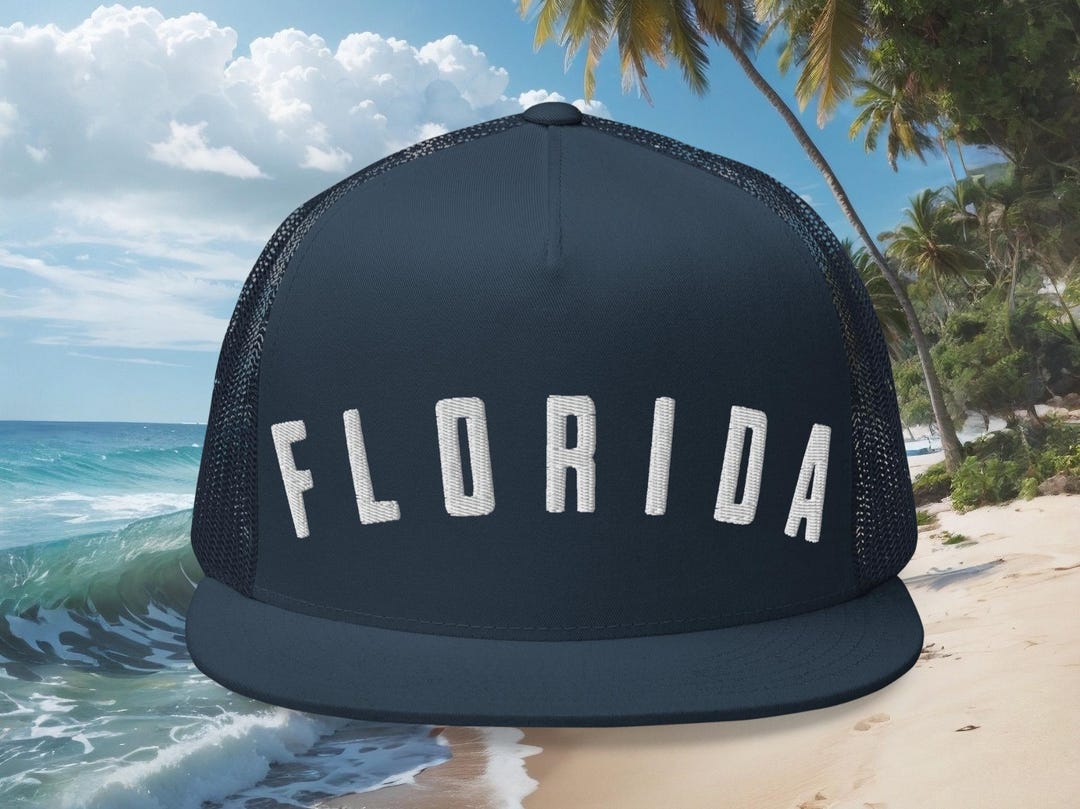 Florida Hat Mesh Back State Cap Flatbill Trucker Style Sun Protection ...