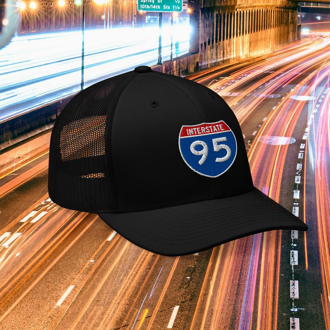 Interstate 95 Hat East Coast Highway Sign Snap Back Commute Trucker Cap ...