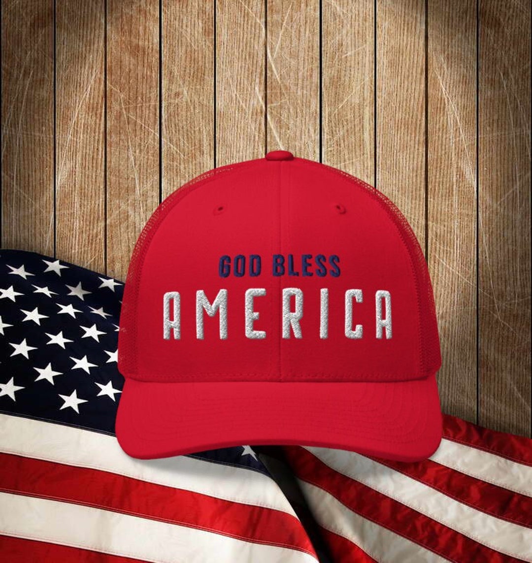 God Bless America Snapback Hat Patriotic Mesh Trucker Cap Curved ...