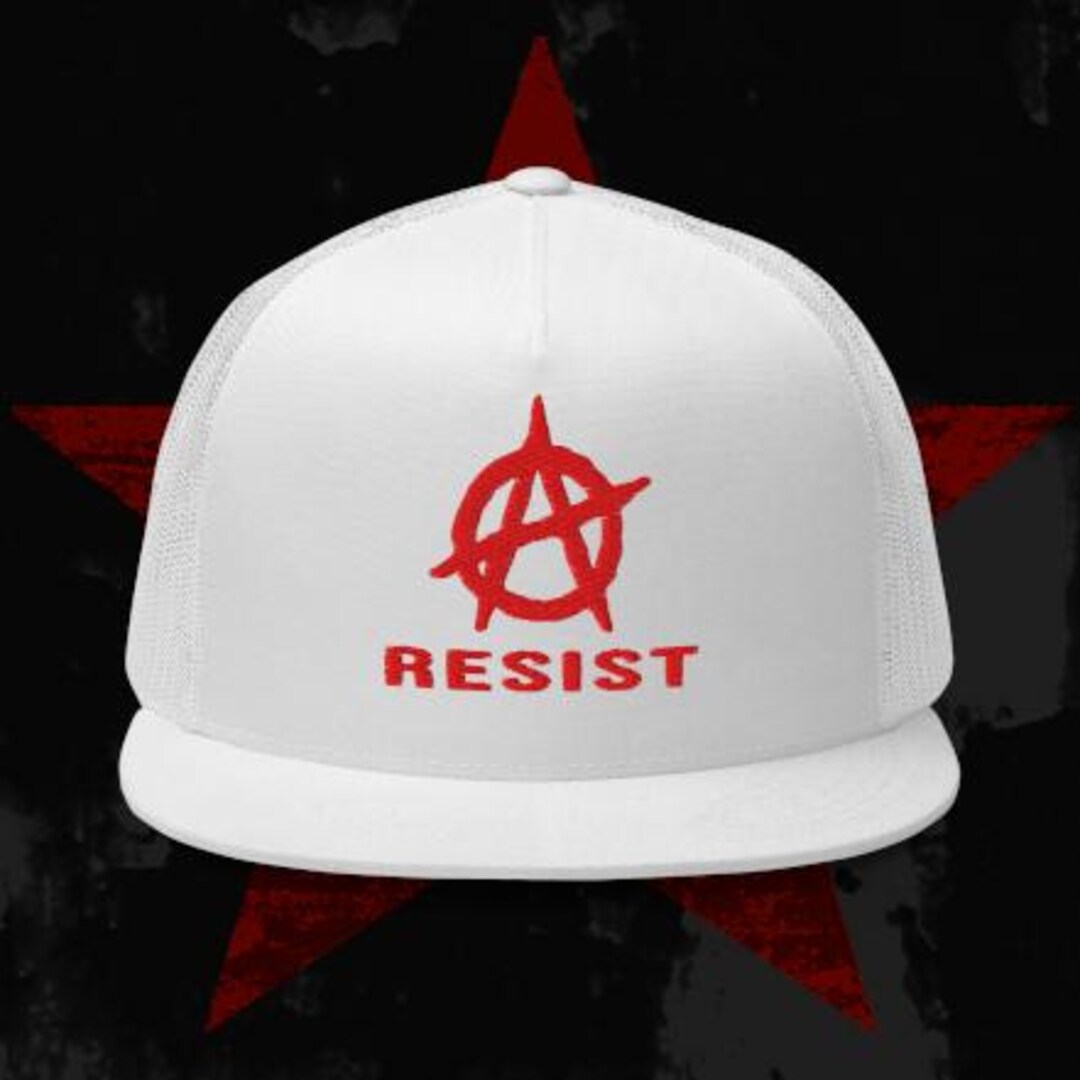 Resist Hat American Anarchy Symbol Embroidered Cap Political Graphic ...