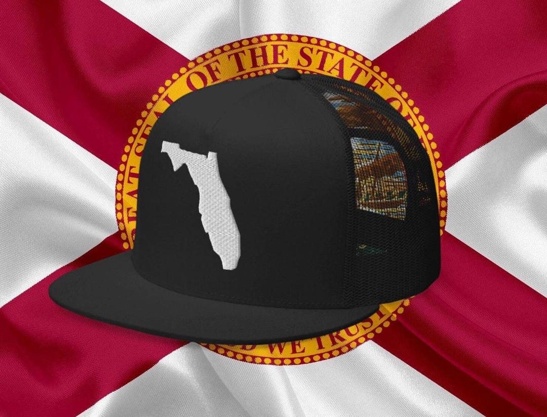 Florida Hat Mesh Back FL State Cap Flatbill Trucker Style Sun ...