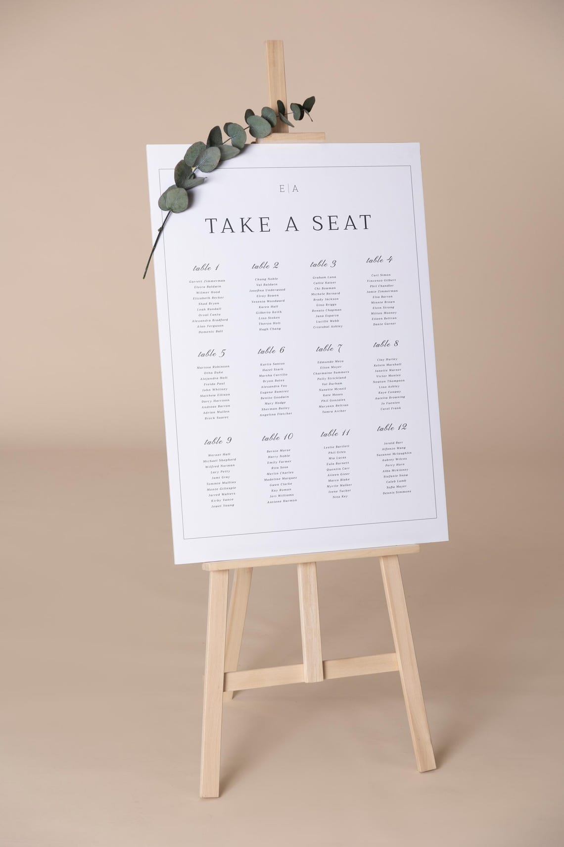 DIY Wedding Seating Chart Template, Customisable Wedding Seating Plan ...