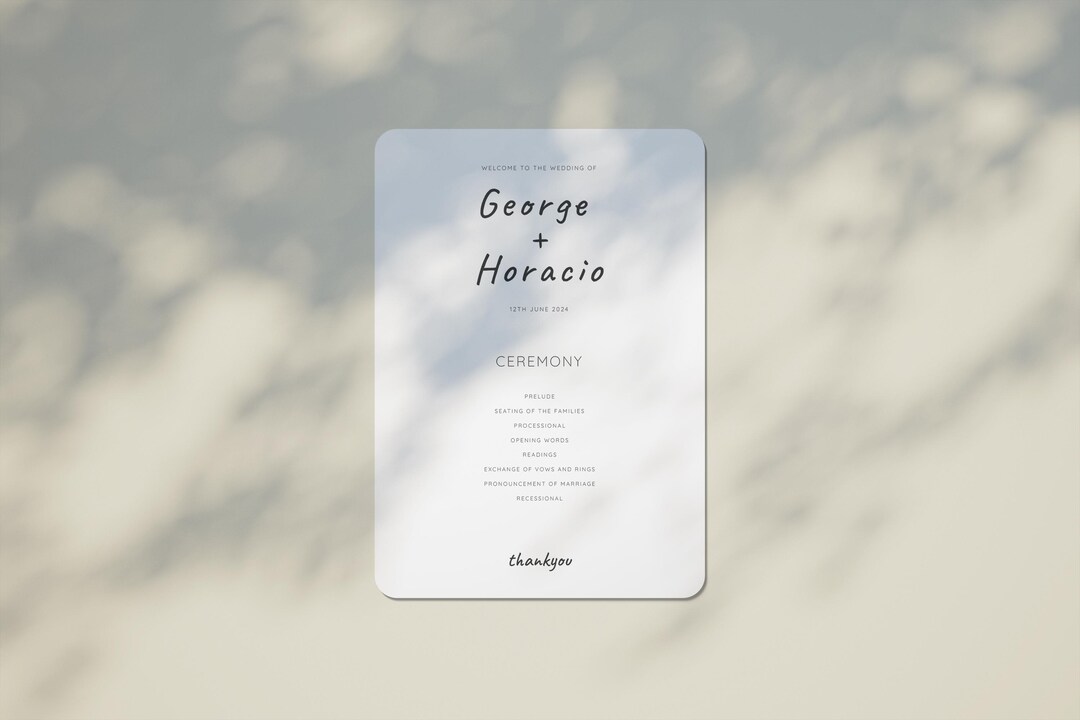 DIY One-sided Ceremony Card Template, Customisable Single-sided ...