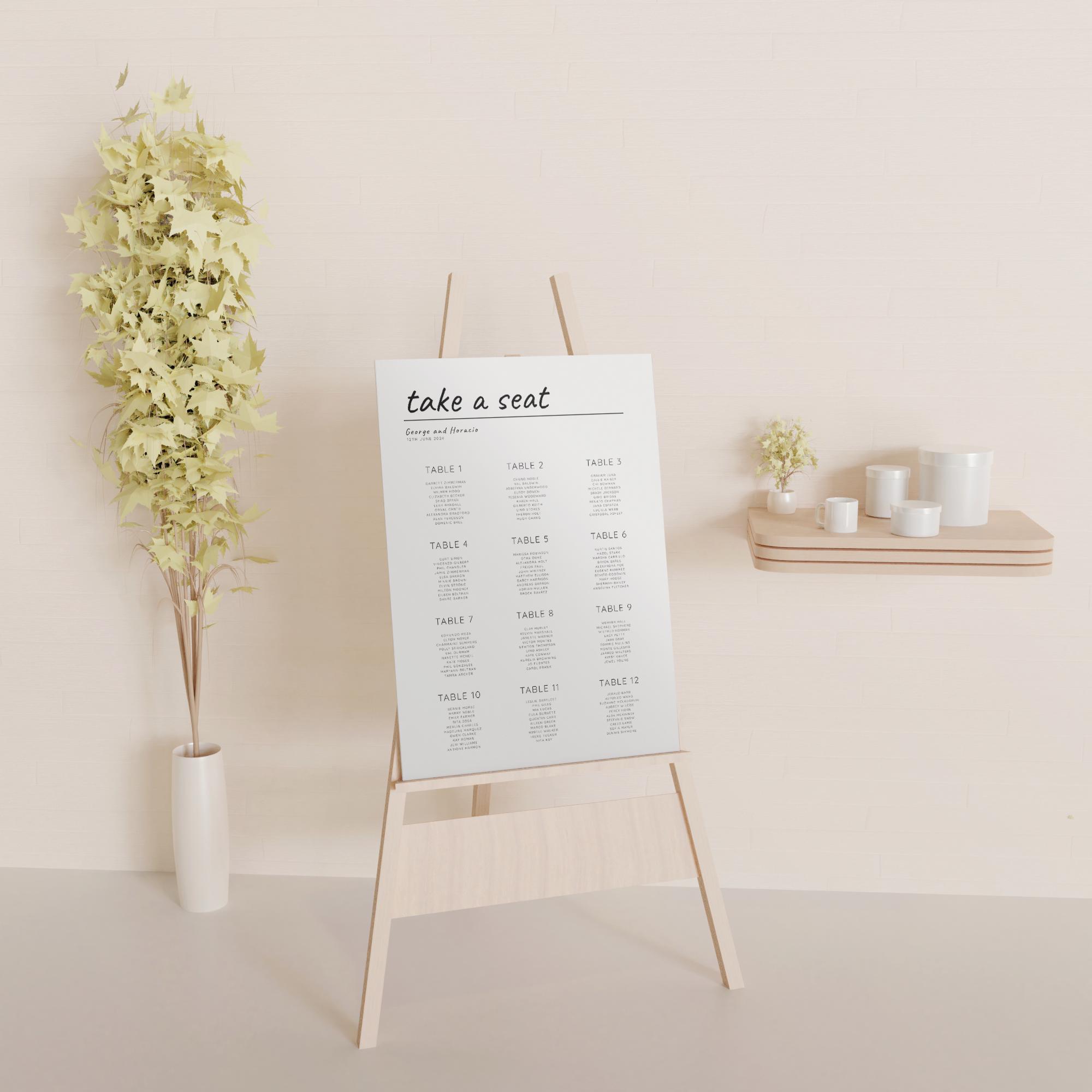 DIY Wedding Seating Chart Template, Customisable Wedding Seating Plan ...