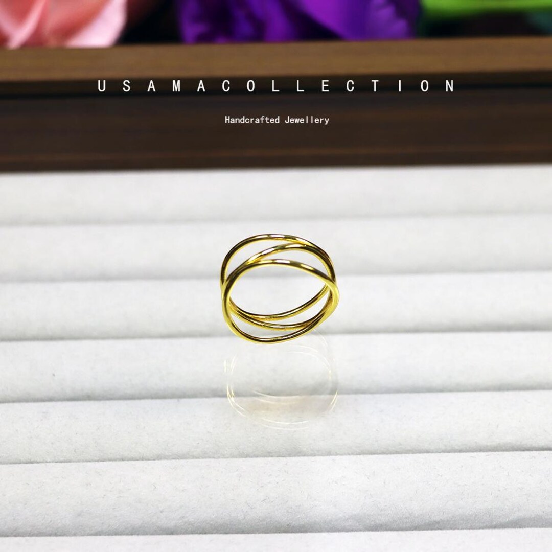 French Three-layer Ring With Ultra-fine Interwoven Lines S925 Sterling ...