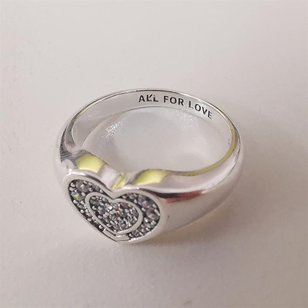 Pandora Radiant Heart Pavé Signet Ring - Etsy