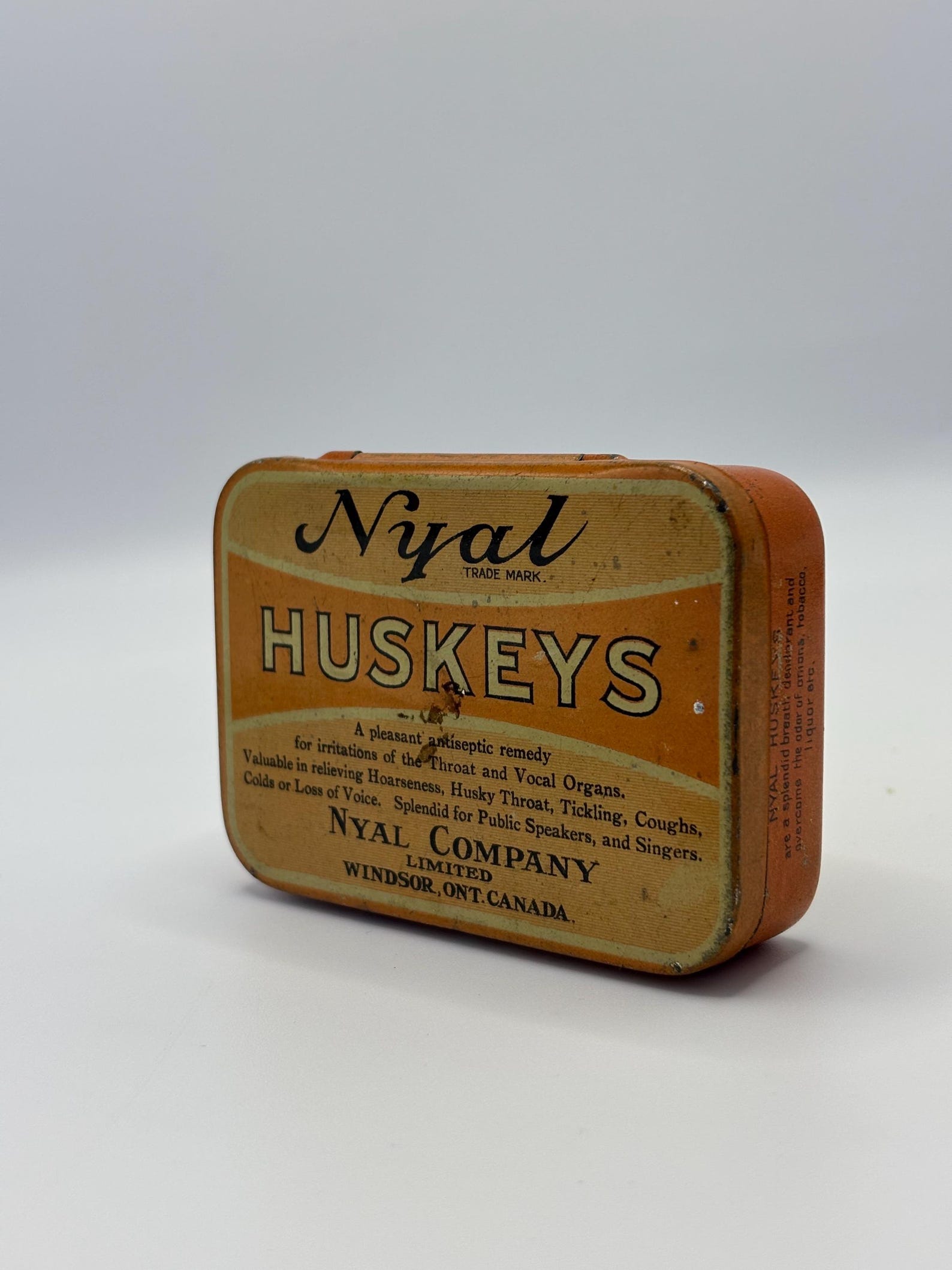 Vintage Nyal “huskeys” Throat Lozenges Tin | Windsor Ontario Patent ...