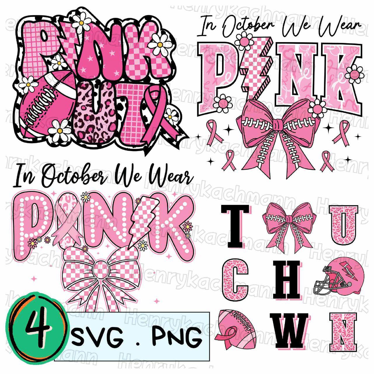 Breast Cancer SVG Bundle, Pink Out Svg Png, in October We Were Pink Png ...