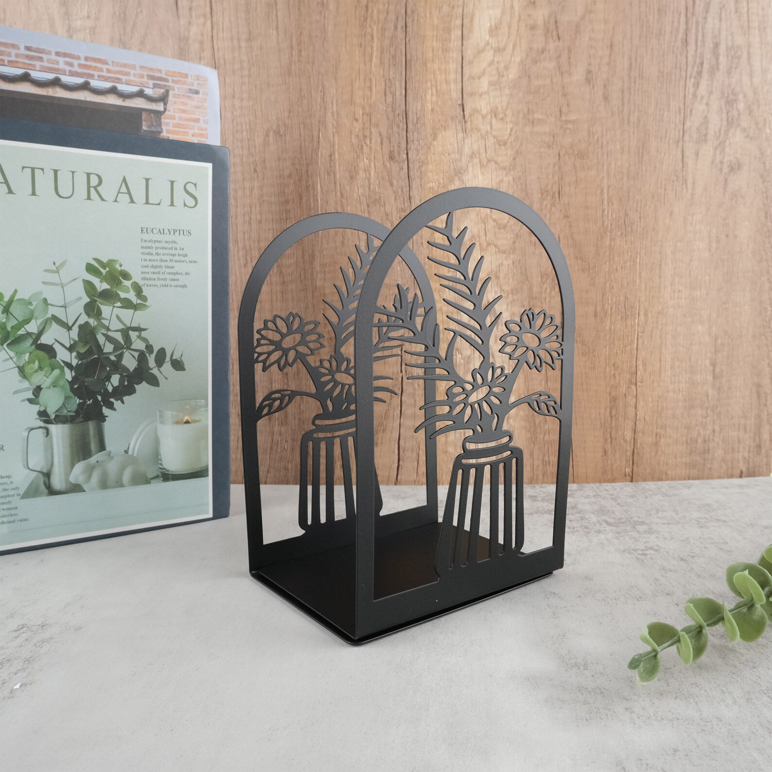 Vase Metal Bookends, Office and Bookshelf Bookends, Bookshelf, Thick ...