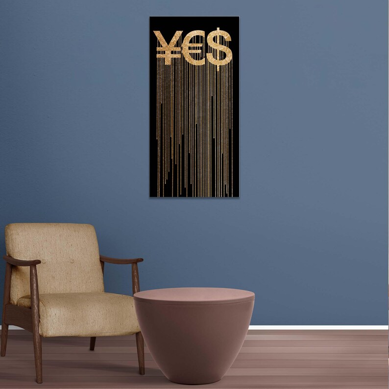 Yes Poster, Money Sign Print, Money Art Print, Wall Decoration, Rustic ...