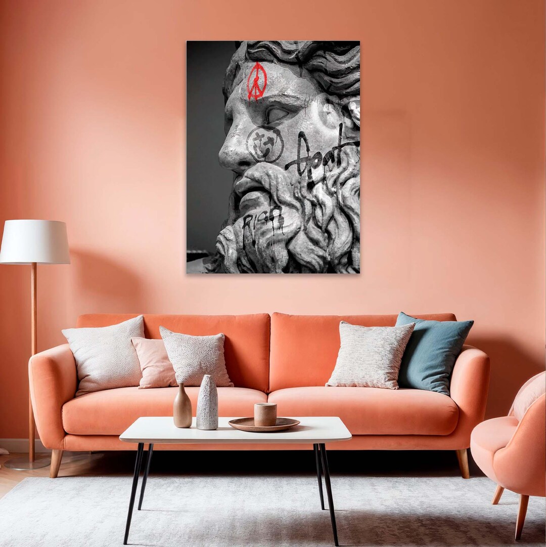 Zeus Poster, Street Art Poster, Mythology Poster, Zeus Painting, Zeus ...