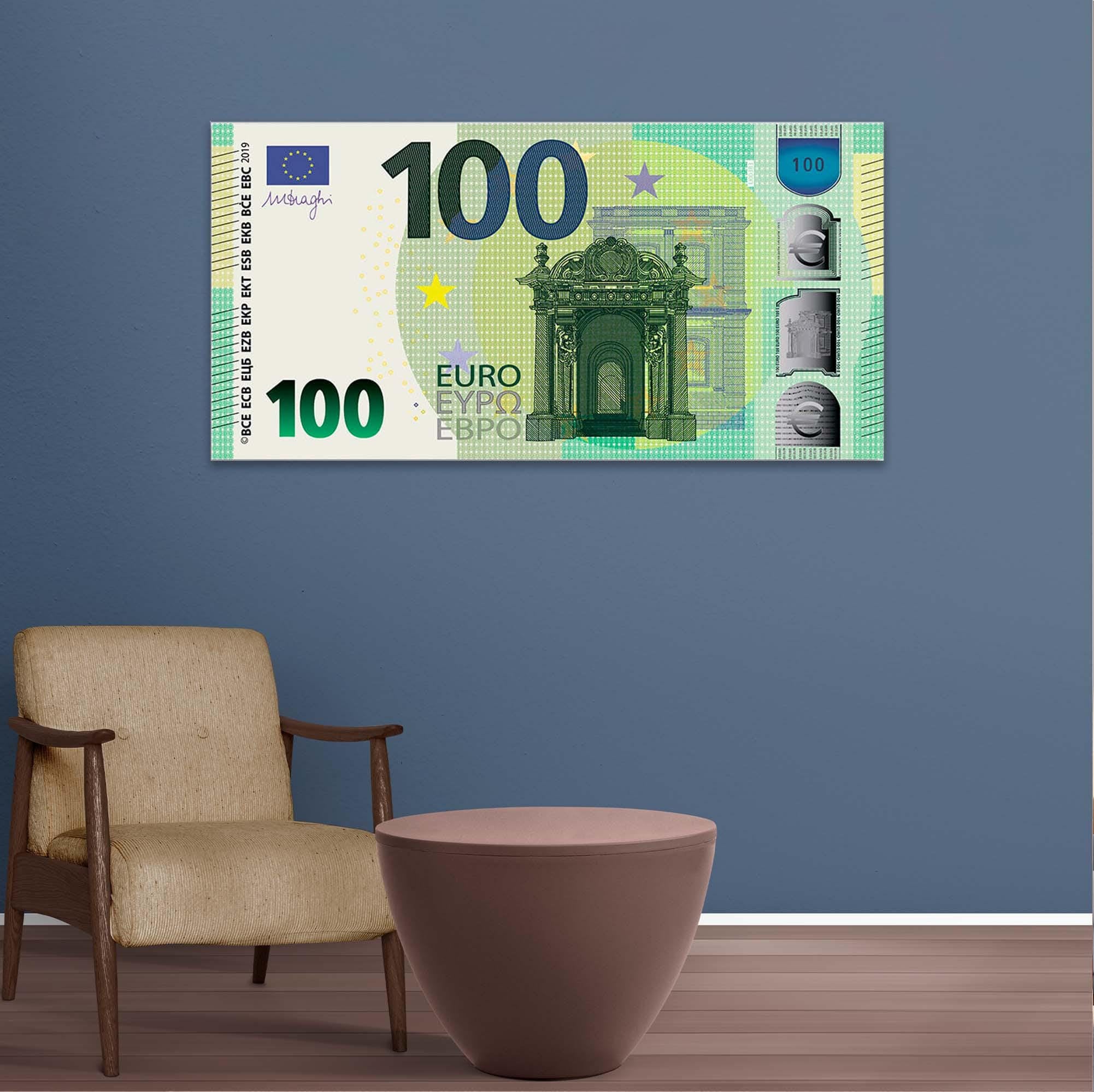 100 Euro Money Canvas, Euros Art Wall, Money Wall Art, Motivational ...