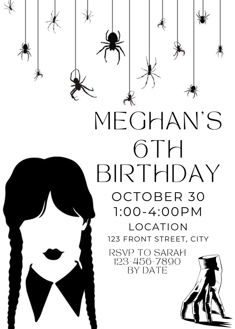 Wednesday Birthday Invitation - Etsy