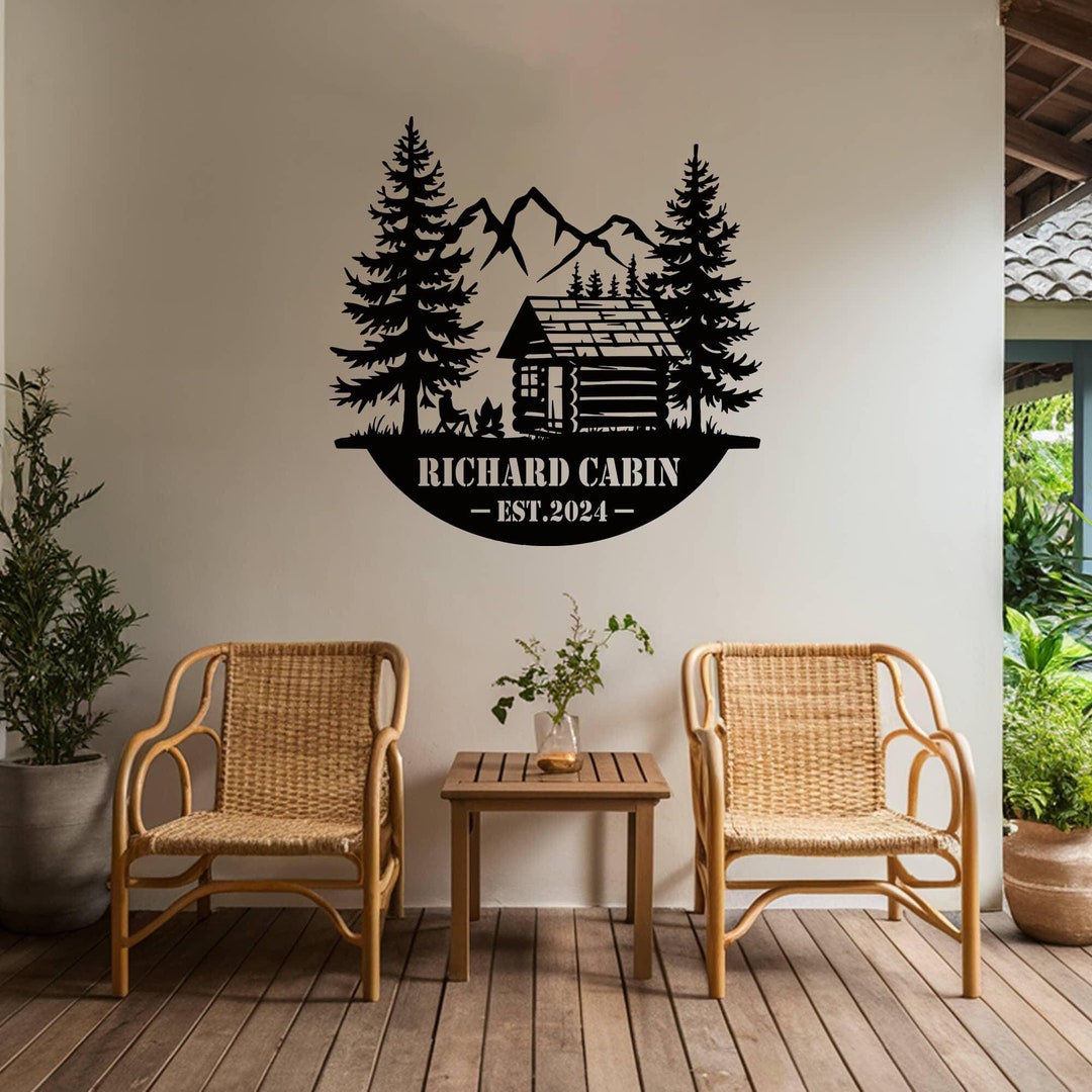 Personalized Metal Cabin Sign, Custom Name and EST Year, Mountain House ...