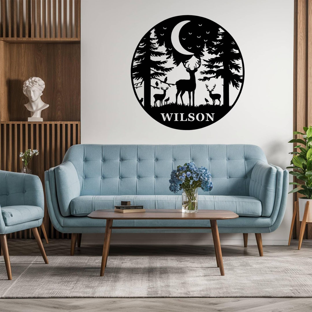 Custom Deer Scene Metal Sign: Personalized Cabin Decor - Etsy