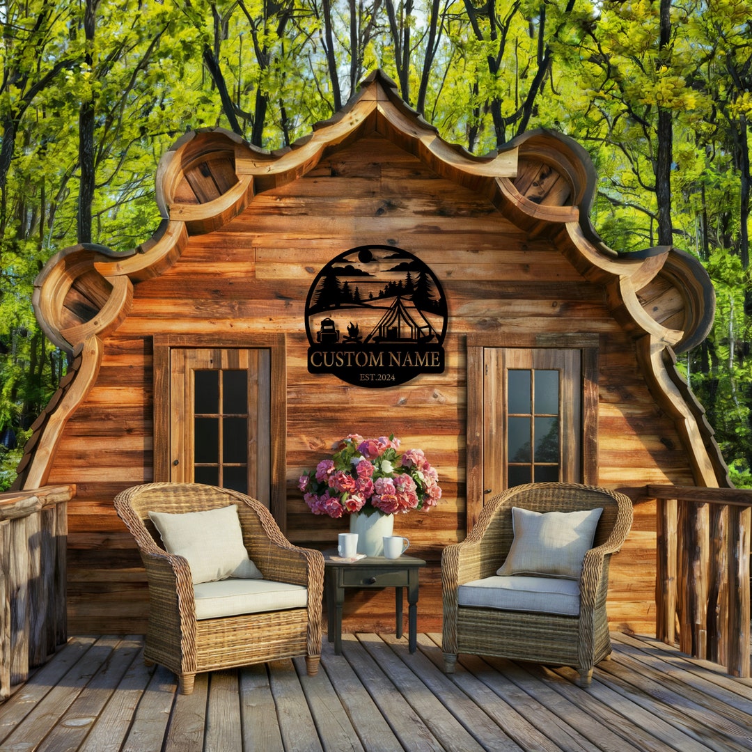 Personalized Camping Scene Metal Sign,custom Outdoor Decor,campfire ...