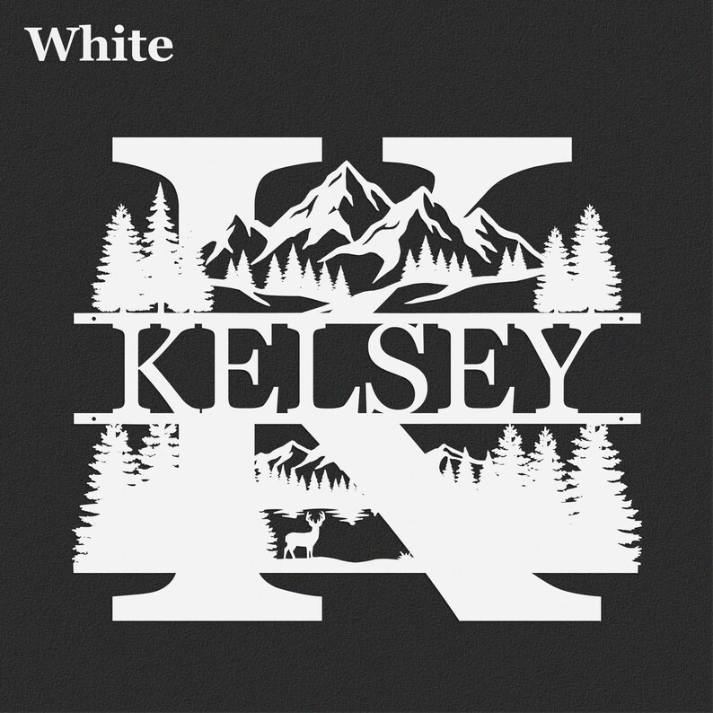 Personalized Mountain Monogram: Custom Split Letter Metal Sign With ...