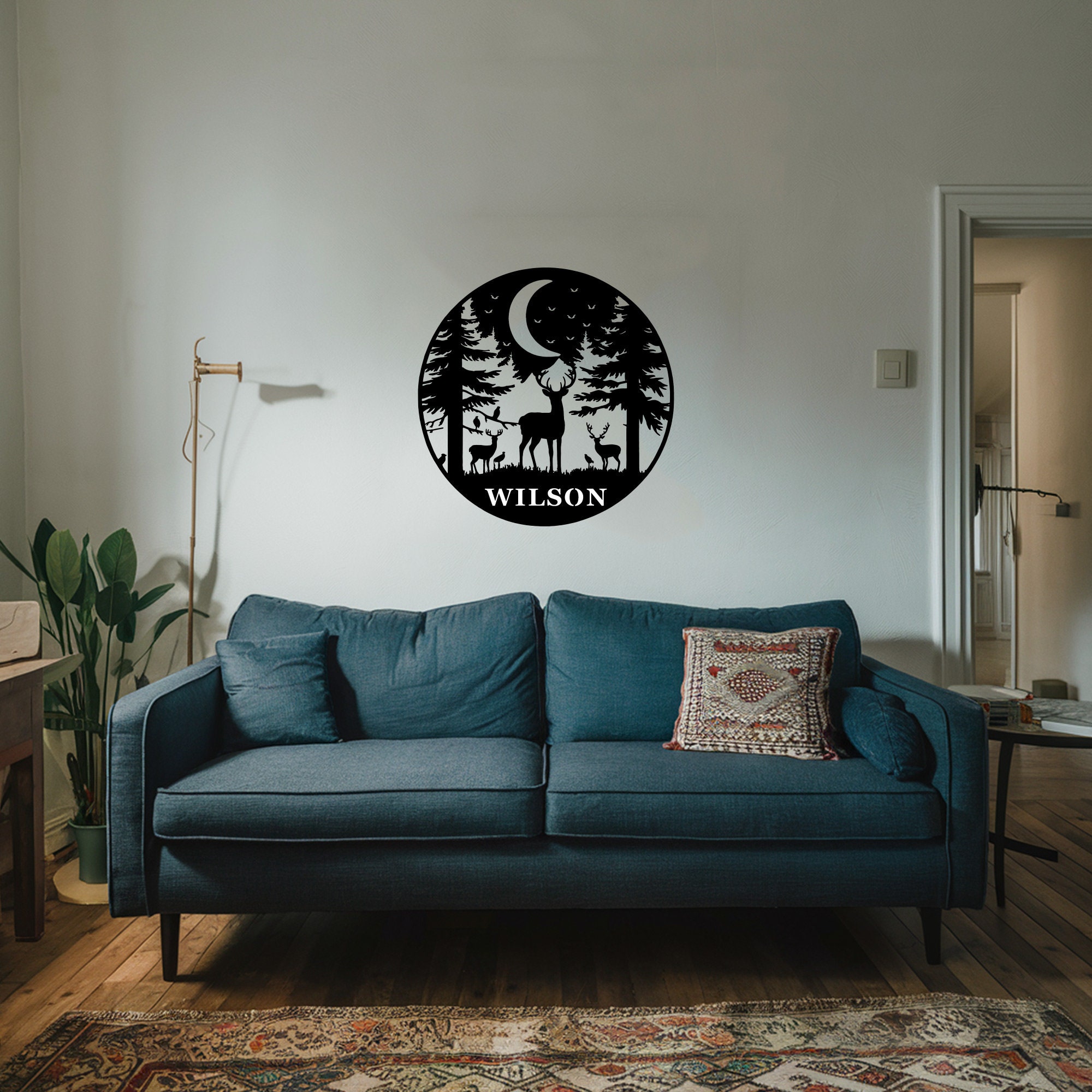 Custom Deer Scene Metal Sign, Personalised Outdoor Cabin Decor, Hunting ...