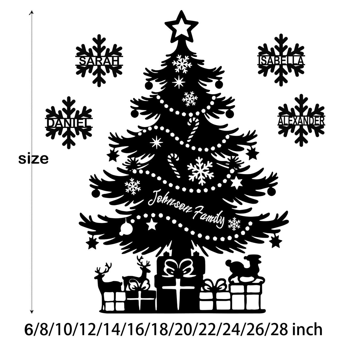Personalized Family Christmas Tree Metal Sign: Custom Snowflake ...