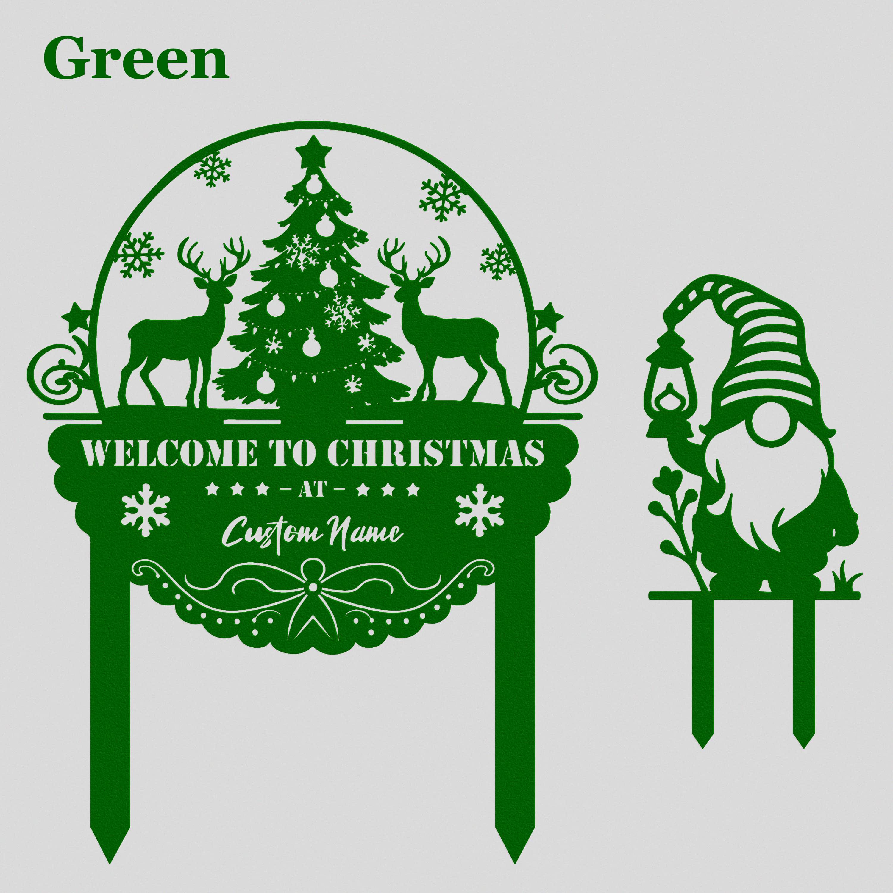 Personalized Christmas Metal Yard Sign: Reindeer & Tree Holiday Decor ...