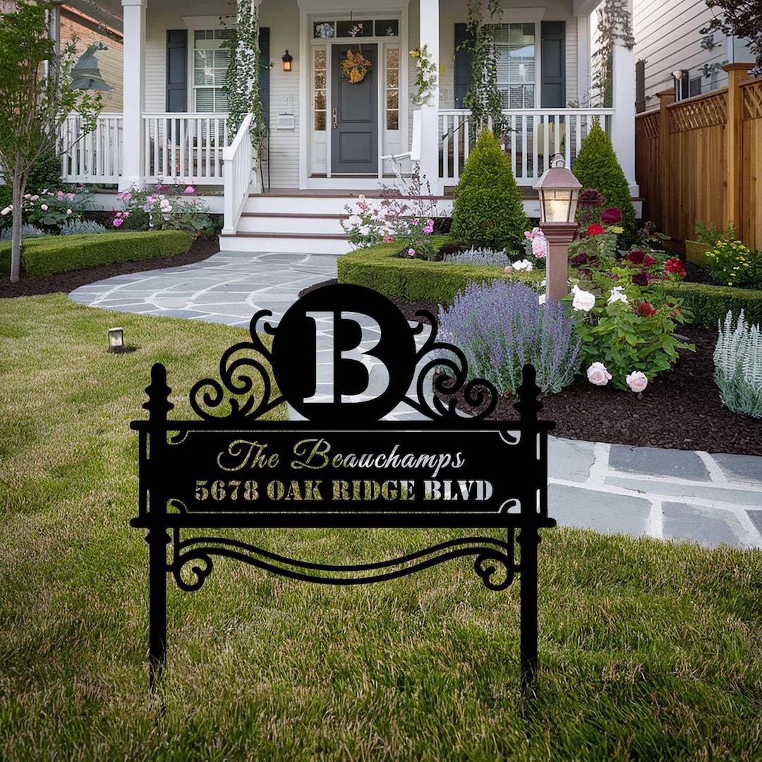 Custom Wrought Iron Family Name Sign: Personalized Garden Decor,yard ...