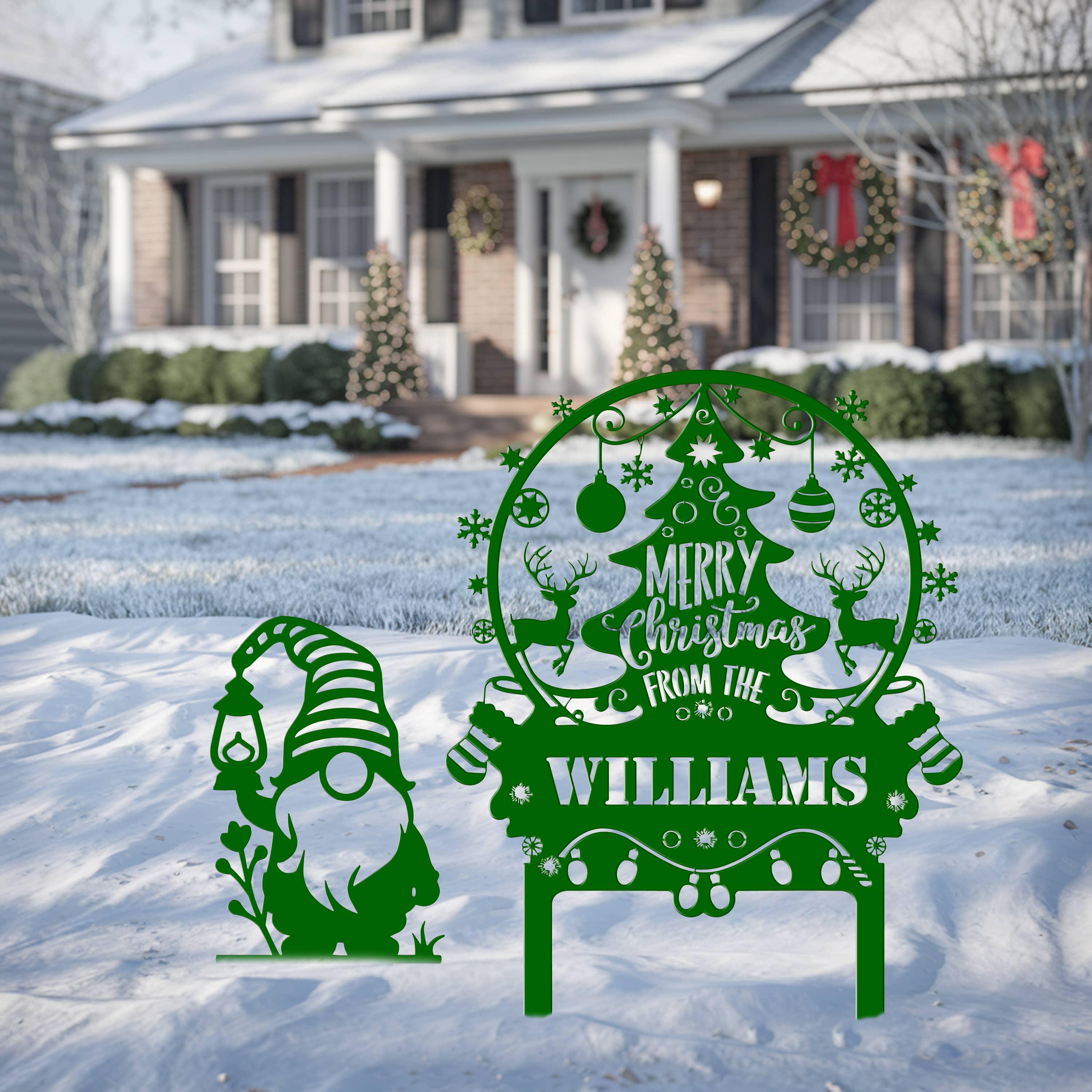 Personalized Christmas Metal Yard Sign: Reindeer Holiday Decor - Etsy