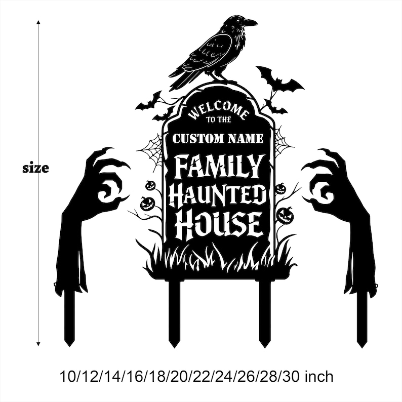 Personalized Halloween Metal Sign With Hands, Custom Gravestone Name ...