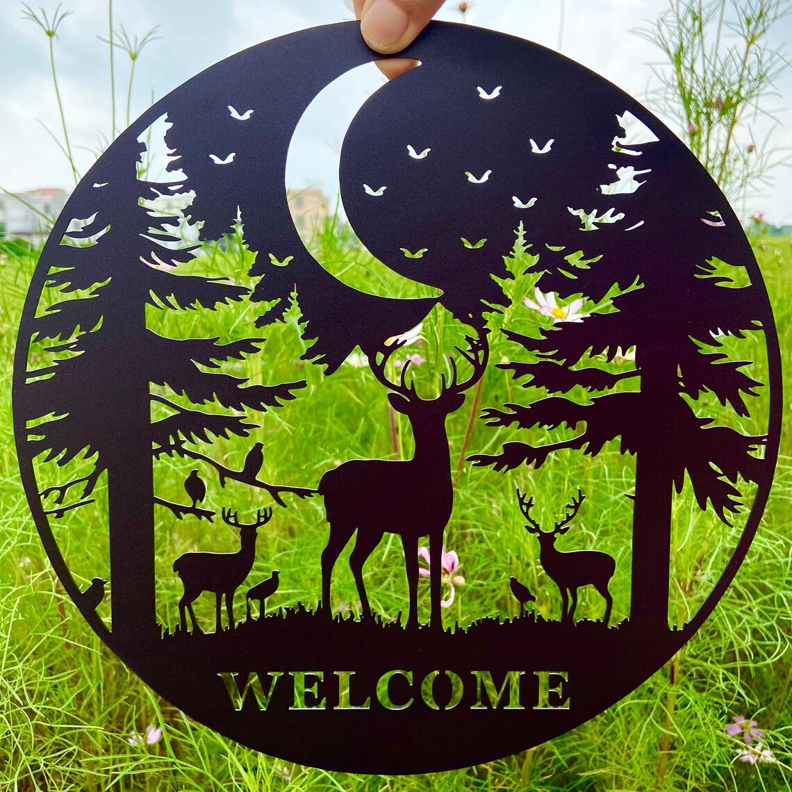Custom Deer Scene Metal Sign: Personalized Cabin Decor - Etsy