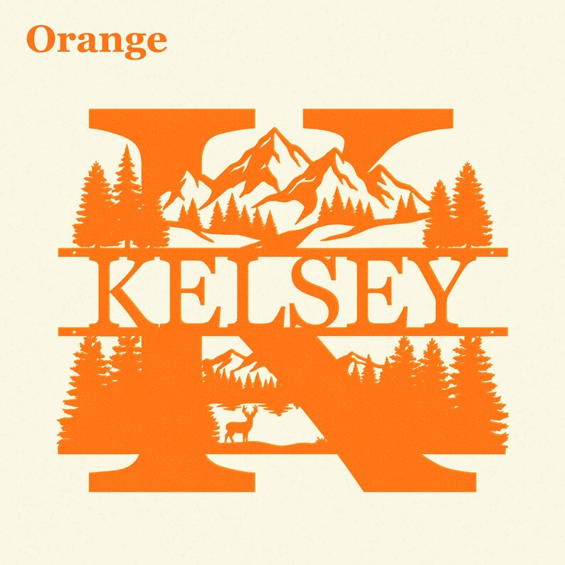 Personalized Mountain Monogram: Custom Split Letter Metal Sign With ...