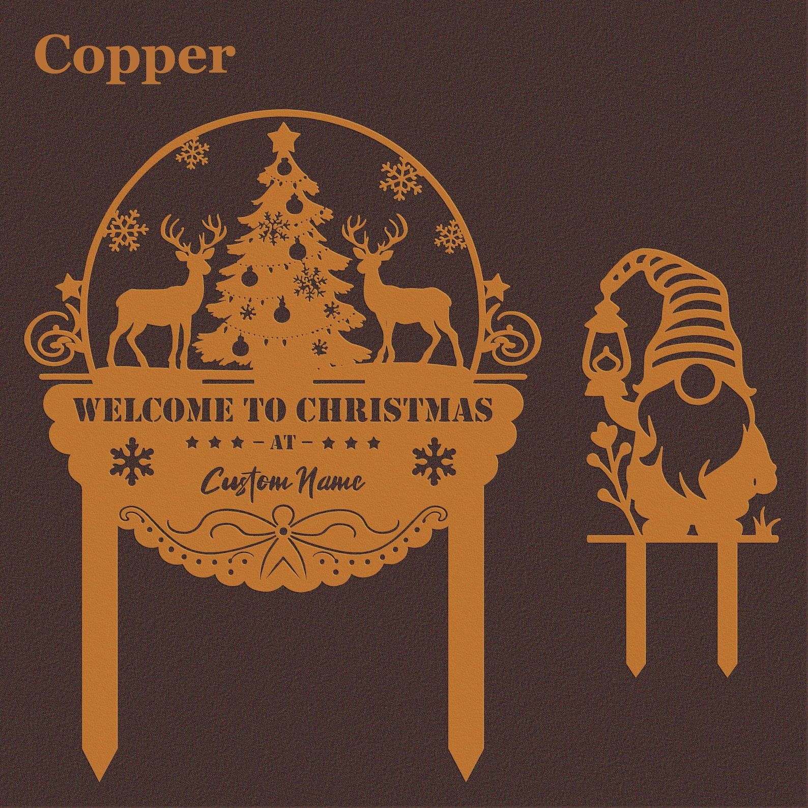 Personalized Christmas Metal Yard Sign: Reindeer & Tree Holiday Decor ...