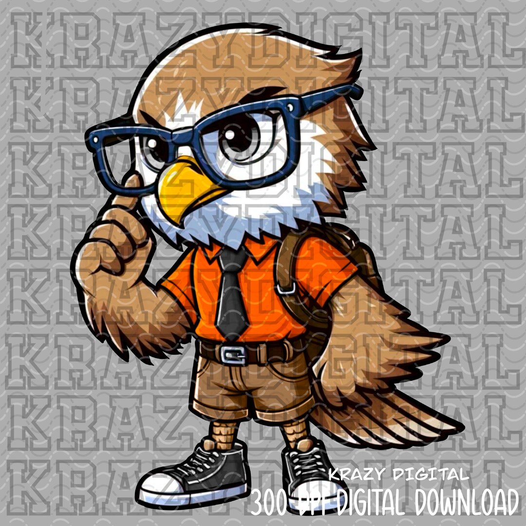 Orange Falcon Scholastics, Hawk Back to School Mascot PNG, Smart Boy ...