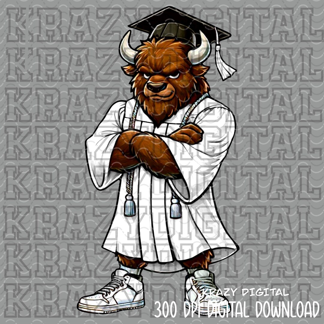 White Buffalo Graduation PNG, Black Bison Senior 2025, Kindergarten ...