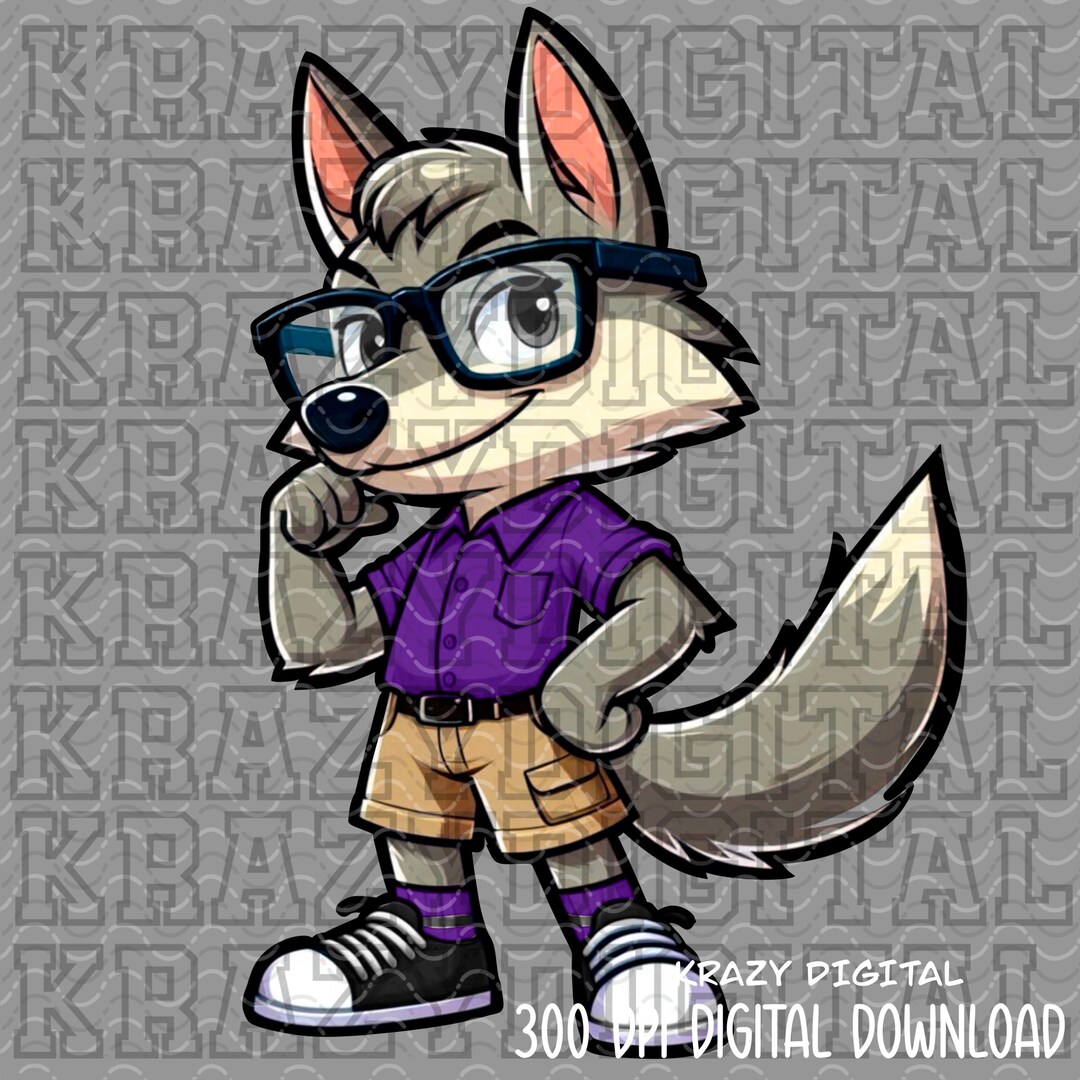 Coyote Back to School Scholastics PNG, Purple Wolf Academics Mascot PNG ...