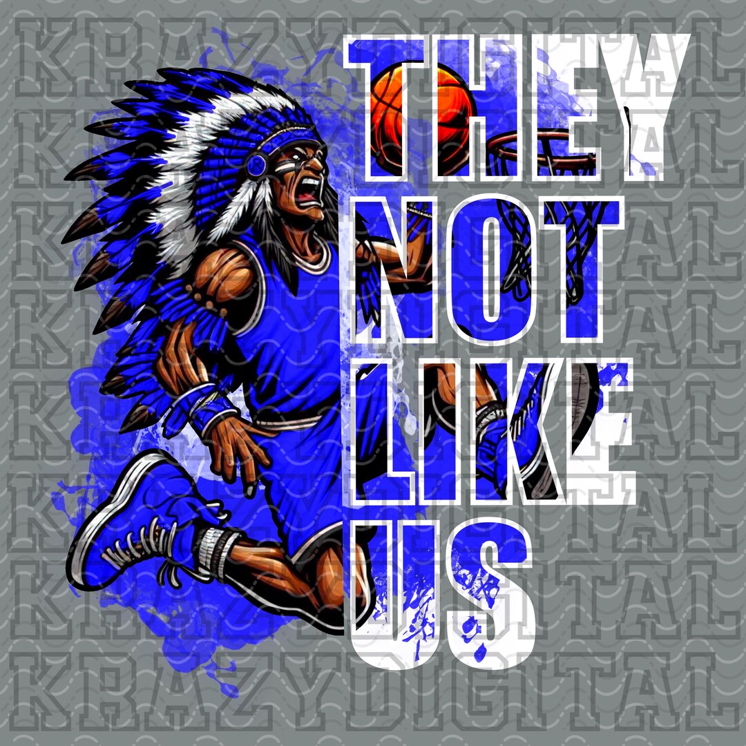 Blue Indian Basketball PNG, They Not Like Us Indian Basketball Design ...