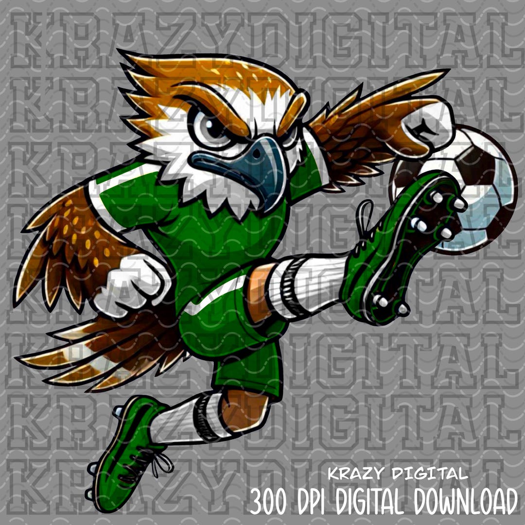 Hawk Soccer Mascot Green PNG, Hawk School Mascot PNG, Falcon Soccer ...