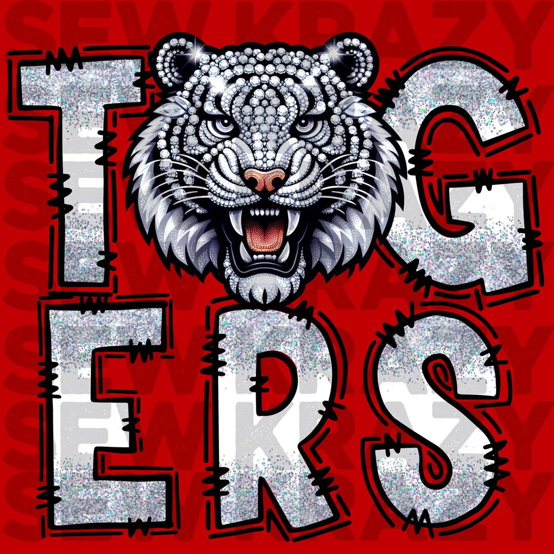 Tiger Rhinestone Mascot PNG, Bling Tiger Digital File, Faux Rhinestone ...