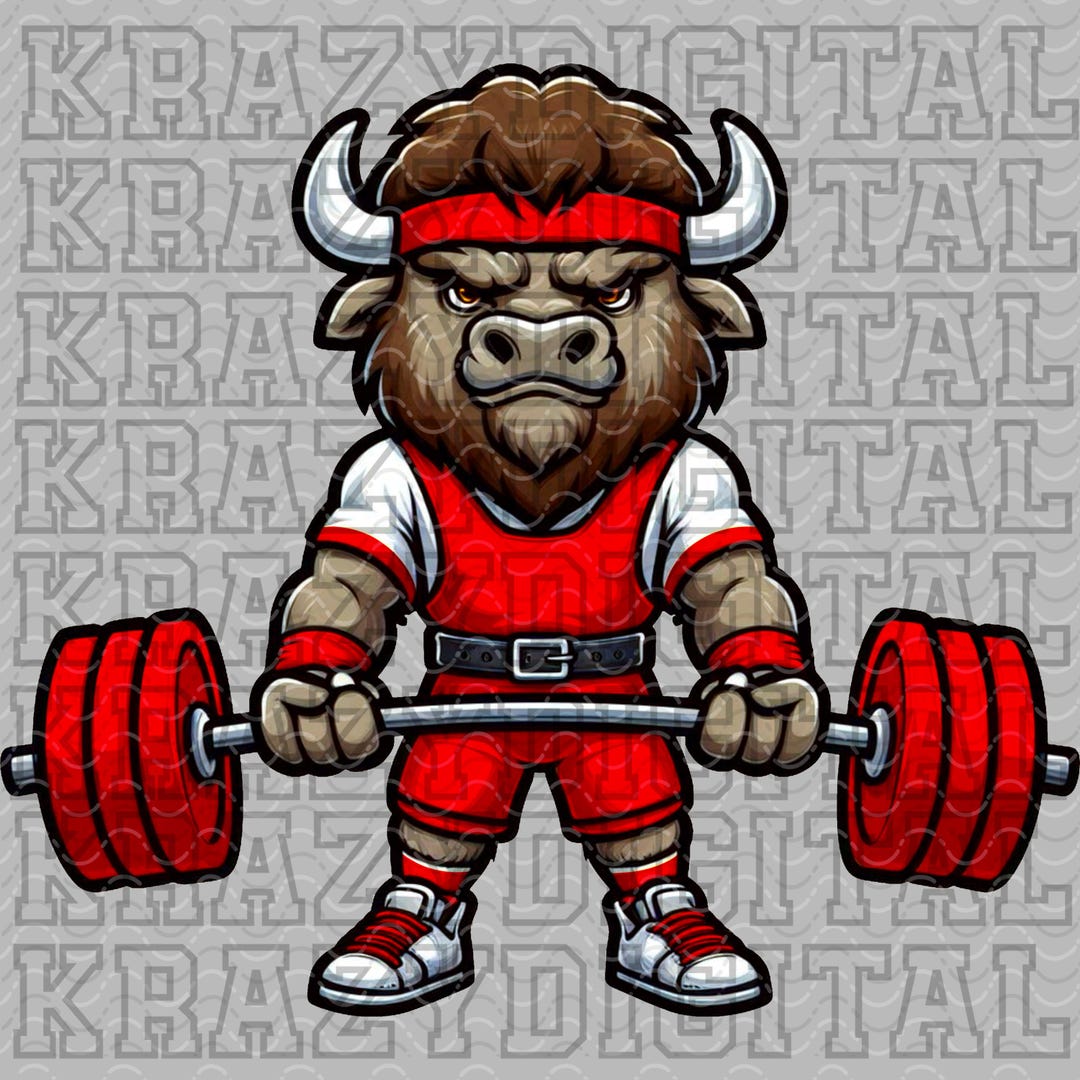 Red Buffalo Powerlifting PNG, Zoo Animal Strong Design, Bison Weight ...