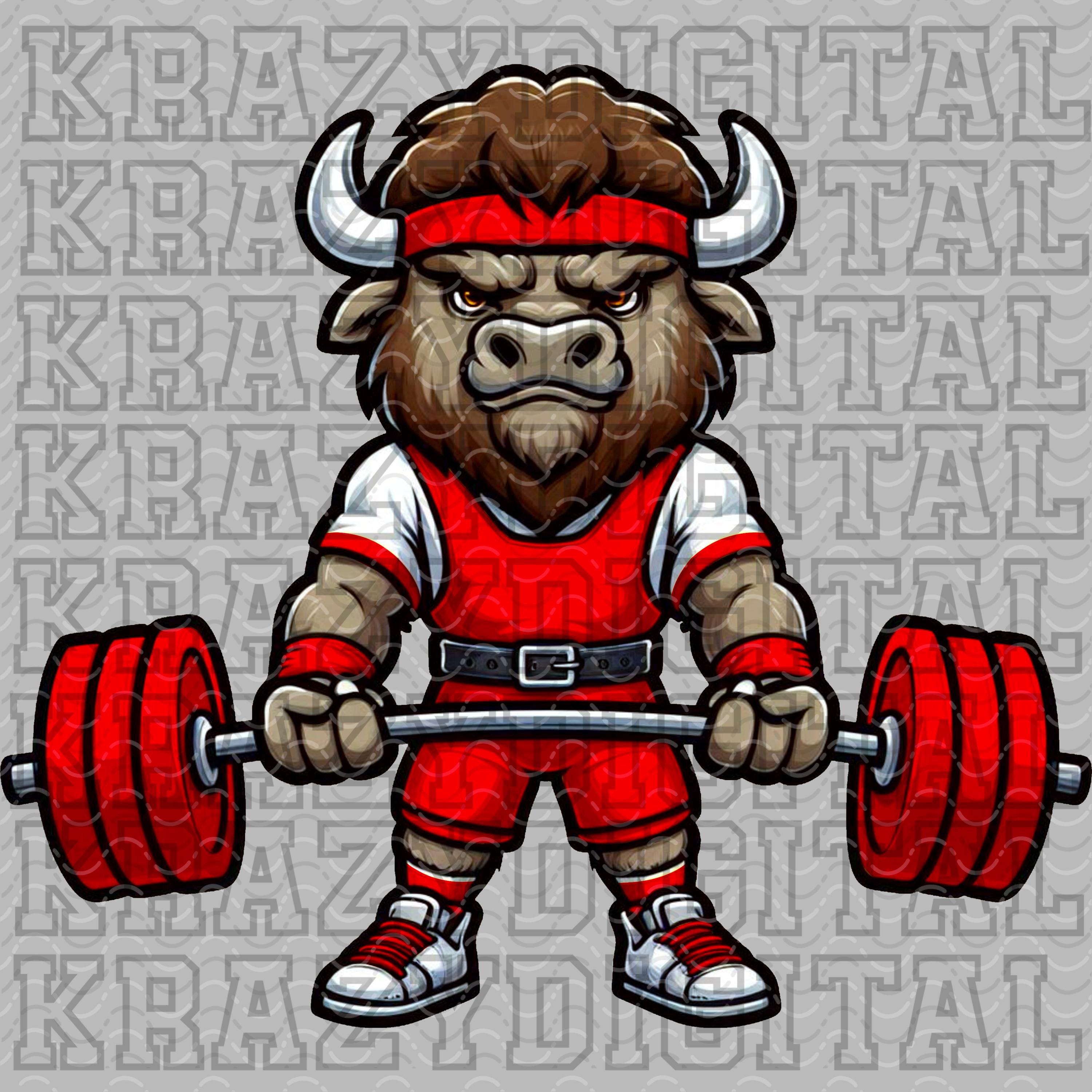 Red Buffalo Powerlifting PNG, Zoo Animal Strong Design, Bison Weight ...