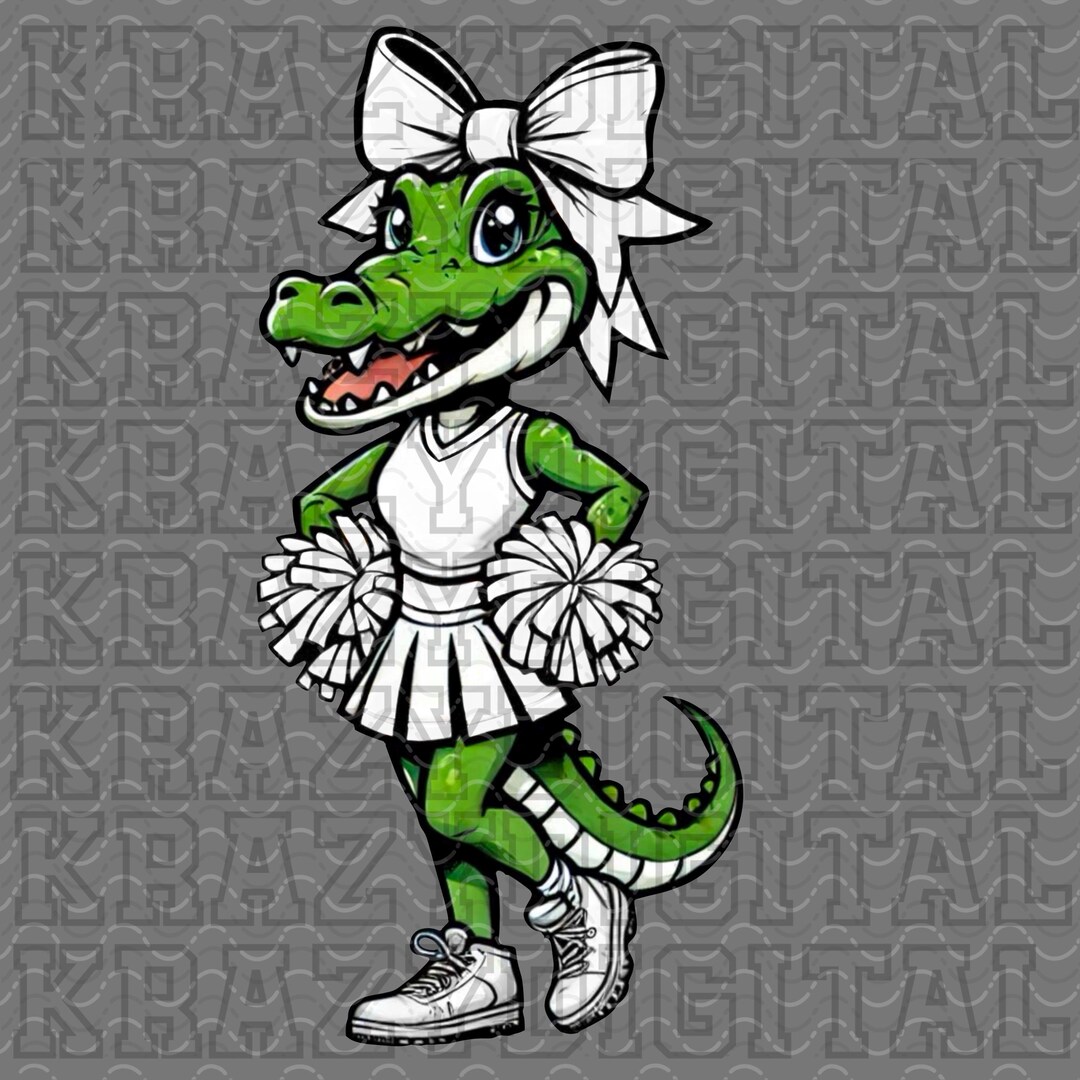 White Lady Gator Cheerleader PNG, Gator Girl Dance, Crocodile School ...