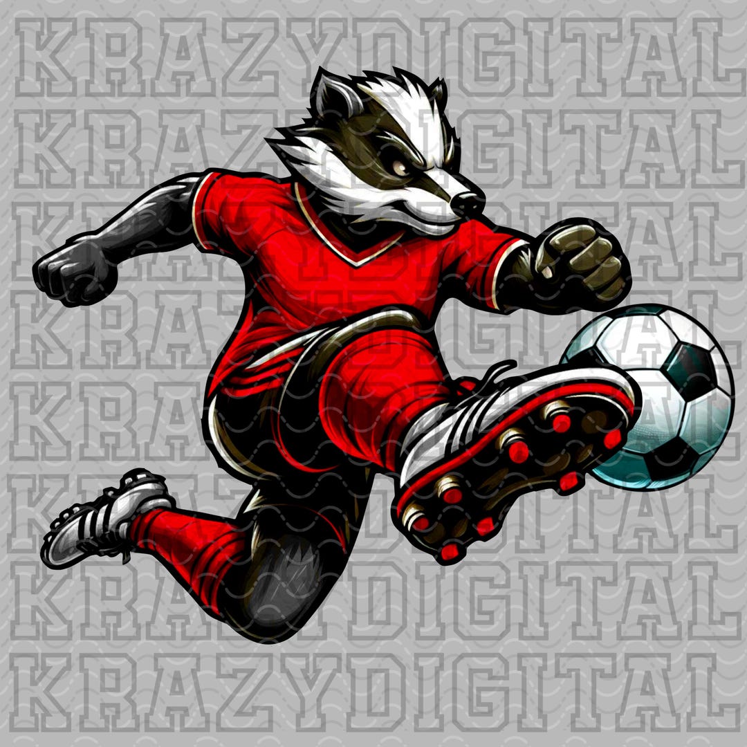 Badger Soccer Mascot PNG, Red School Mascot, Boy Soccer Design, Red ...