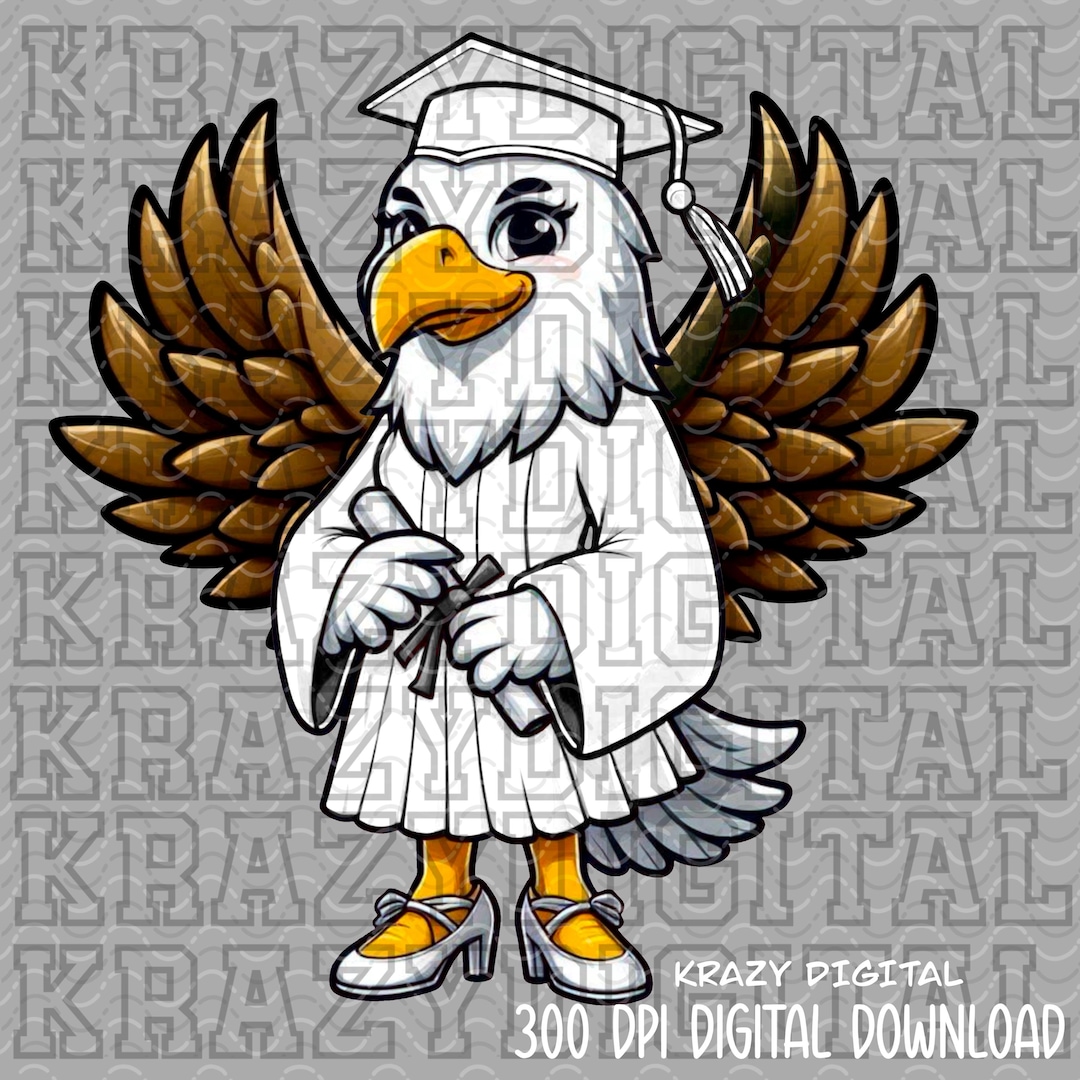 White Eagle Girl Mascot Graduation PNG, Eagle Mascot Graduation Digital ...