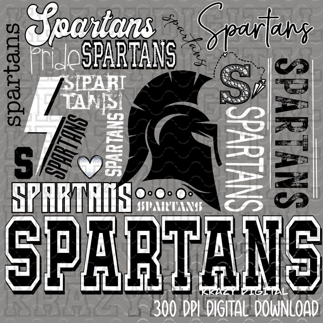 Spartan Mascot Typography PNG, White Typography Cluster PNG, Spartan ...